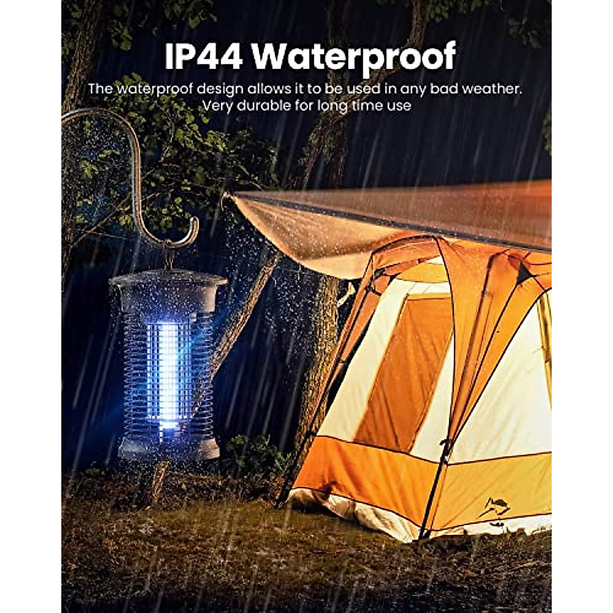 Gaiatop Bug Zapper Outdoor, 4000V 18W Mosquito Zapper Outdoor with 5ft Power Cord, Waterproof Electric Insect/Fly Trap Zapper Killer for Home Backyard Garden Patio - Black