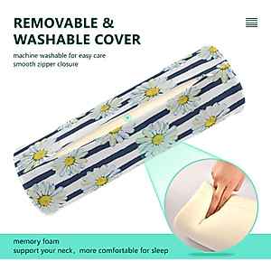 Vnurnrn Summer Flowers Neck Support Pillow Round Neck Roll Bolster Cylinder Pillow Cervical Pillows Body Pillow for Leg Knee Back Head Support for Camp Study Work Men