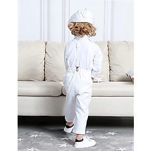 A&J DESIGN Baptism Outfits for Babyboys Toddler Christening Formal Suits with Hat White 3T