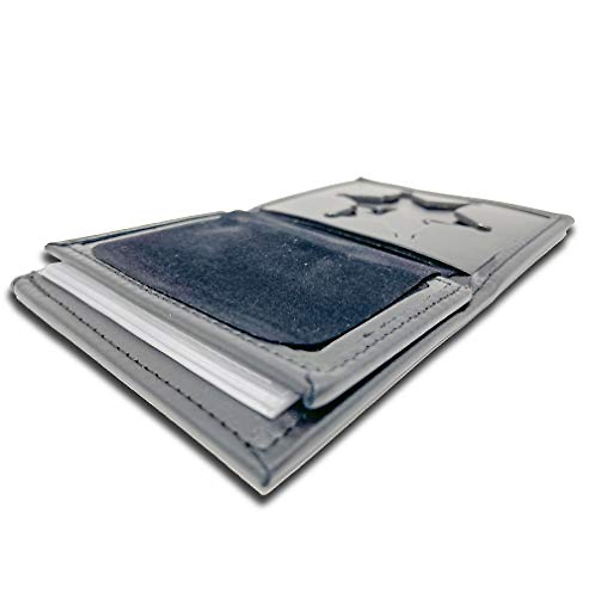 6 Point Star Hidden Badge Bifold WALLET - Genuine Leather Badge 2.9 x 2.57 & ID Holder 2.37 x 3.75 Credit Card WALLET