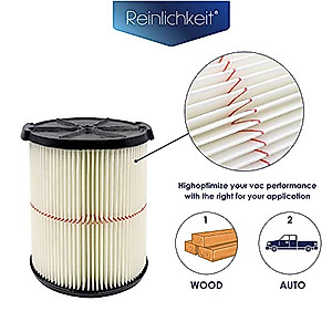 Replacement Cartridge Filter for Craftsman 9-38754 Red Stripe General Purpose for 5 to 20 Gallon Shop Vacuums CMXZVBE38754，2 Pack