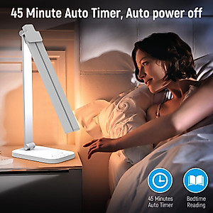 Foldable Desk Lamp for Home Office - Bright Led Desk Light for College Dorm, Dual Swing Arm Dorm Study Desk Lamp, Eye-Caring Architect Desktop Study Lamp, Dimmable Study Light Craft Task Lamp(White)