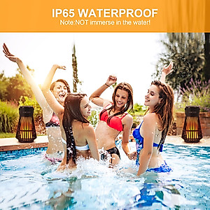 Outdoor Bluetooth Flame Speaker, LED Flickering Flame Effect Speaker with Torch Light, Portable Waterproof Wireless Speaker with Wall Mounted Hook&S Hook&Stake for Camping, Deck, Patio