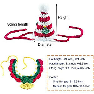 ANIAC Cat Christmas Hat with Collar Small Dog Christmas Costume Suit Puppy Santa Outfit Pet Holiday Accessories Knitted Xmas Cap and Scarf for Kitten Extra Small Dogs (Medium, Red)