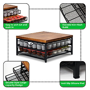 NHZ Coffee Pod Drawer Holder for K cup, 2-Tier Coffee Pod Drawer Holder Organizer, No Assembly Required, K Cup Holder with 72 Capacity Capsule Pods. K Cup Organizer Suit for Home Office,Kitchen