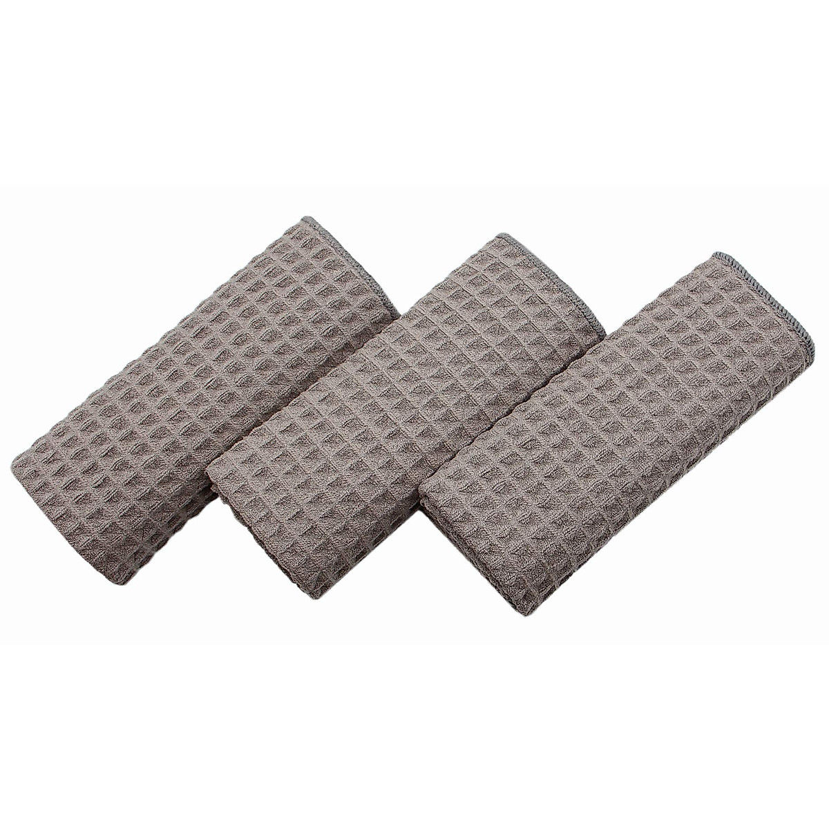 VeraSong Waffle Weave Kitchen Towels Thick Microfiber Dish Drying Towels Absorbent Tea Towels Hand Towel Lint Free 16Inch x 24Inch 3 Pack Gray