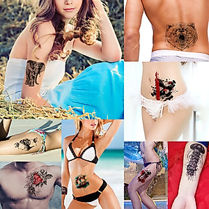 Glaryyears Watercolor Animal Temporary Tattoos for Women Adults, 5 Pack Large Big Fake Creative Tattoo Stickers, Perfectly on Body, Rock Art, Tumblers, Smooth Surfaces