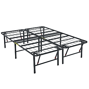 Amazon Basics Foldable Metal Platform Bed Frame with Tool Free Setup, Sturdy Steel Frame, No Box Spring Needed, Full, Black, 75 x 54 x 18 inches (LxWxH)