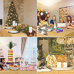 4 Pack 60 x 102 Inch Sequin Tablecloth Seamless Drape Table Cloth Fabric Rectangular Glitter Table Cover for Wedding Party Bridal Shower Baby Shower (Gold)