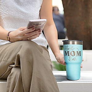 JennyGems Mom Gifts, Gift for Mom, Laser Engraved Mom Tumbler with Slide Lid 30oz, Teal