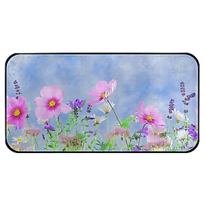 Tatenale Kitchen Mat Washable Non Slip Kitchen Rugs for Floor Standing Home Office Hallway Laundry 39x20Inch Purple Floral