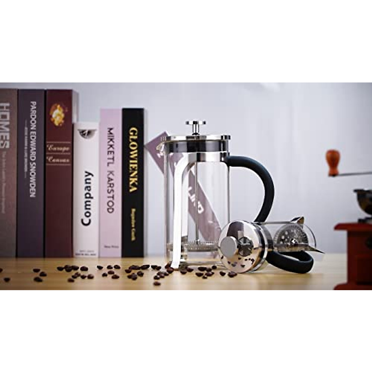 SIXAQUAE French Fress Coffee Maker，Stainless Steel Coffee Press,Durable Coffee Pot With Scale Line,4 Level Filtration System,Heat Resistant Borosilicate Glass,34oz