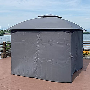 10x10 Ft Outdoor Gazebo - Canopy Tent with Curtains - Double Layer Top Gazebo Tent - Pop Up Canopy Shelter - Party Tent and Wedding Tent - Outdoor Shade Canopy for Backyard, Garden, Lawn - Grey