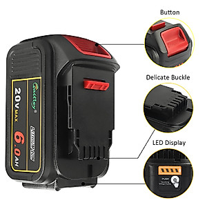 waitley 4 Pack 20V 6A Replacement Battery Compatible with Dewalt DCB200 DCB206 DCD DCF DCG Series Cordless Tools
