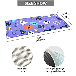 Fluffy Floor Carpet-Halloween Skeleton Cartoon 39x20in Front Door Mat Indoor Machine Washable Carpet,Aesthetic Rug