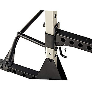 Fitness Reality Squat Rack Power Cage with J-Hooks, Landmine 360° Swivel, Weight Plate Storage Attachment and Power Band Pegs grey