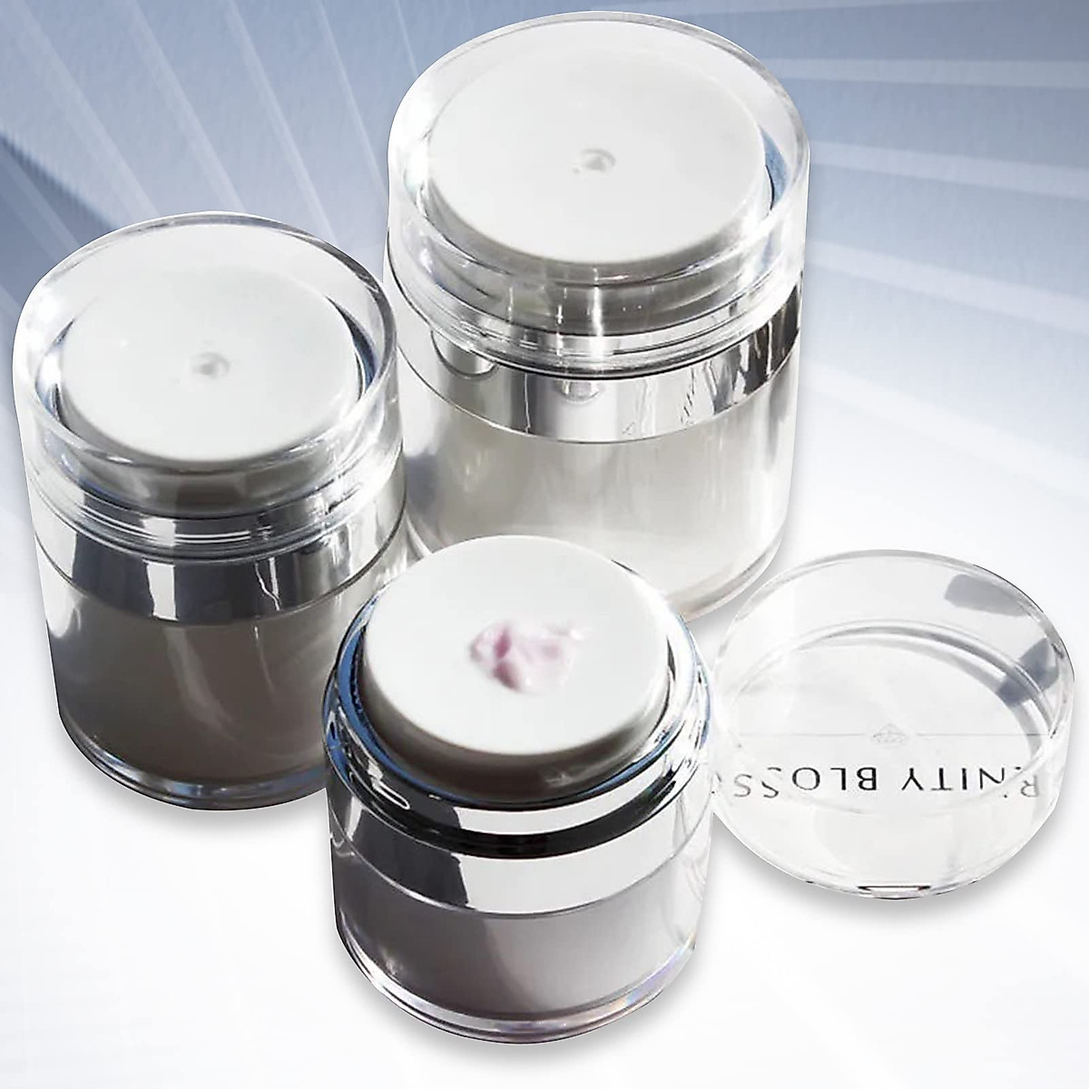 Airless Pump Jar, 5PCS Cream Jar Vacuum Bottle Refillable Travel Containers for Toiletries, Airless Pump Bottles for Lotions And Creams(0.5 Oz/15ml)