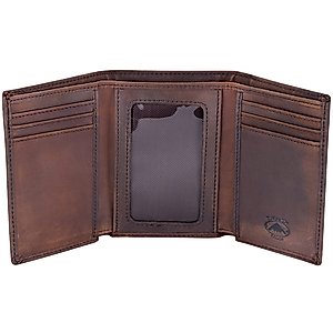 Stealth Mode Trifold Leather Wallet for Men with RFID Blocking (Brown)