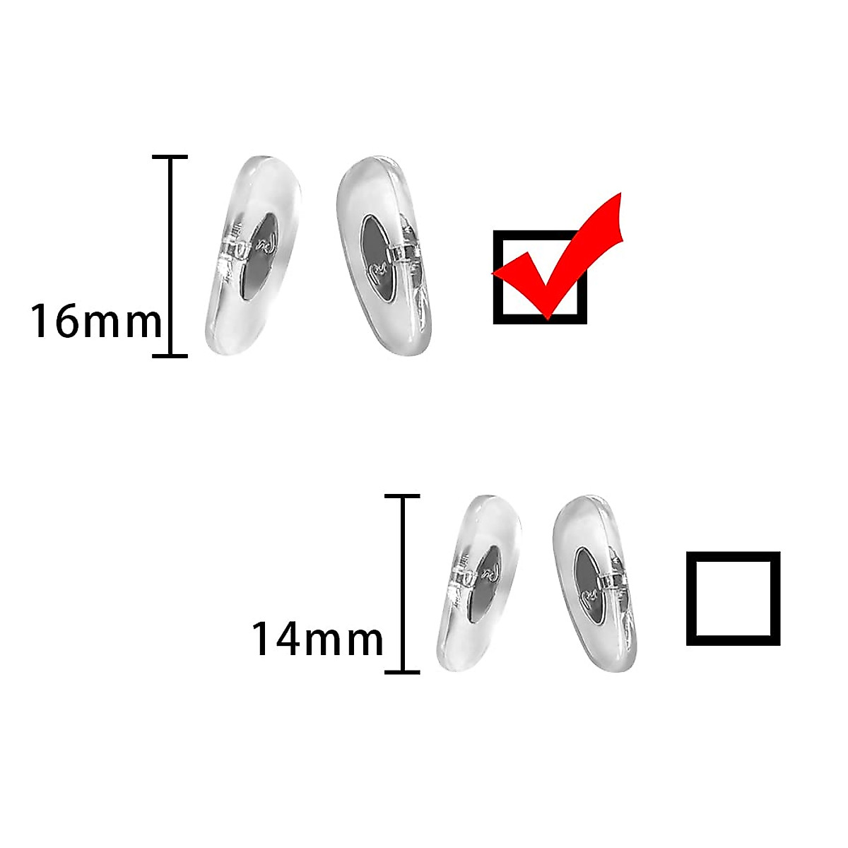 HiCycle2 16mm Clip-on Replacement 2PCS Nose Pads for RayBAN Aviator RB3025 3447 Sunglasses Repair Kits，Clear