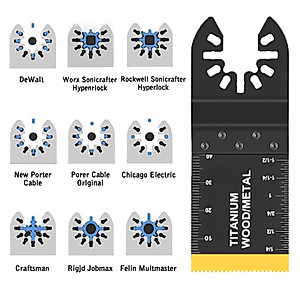 AIFICUT 20 Pcs Oscillating Saw Blades Universal Wood Plastics Metal Titanium Multitool Blades Kits Fit Dewalt Rockwell Milwaukee Makita Bosch