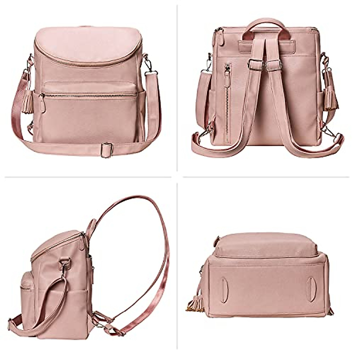 Comfy piks Diaper Bag Backpack, Vegan Leather Backpack with Baby Changing Pad, Stroller Straps and Carry Pouch, Convertible Baby Travel Bag with Insulated Pockets for Diapers, Bottles, Toys, Clothes