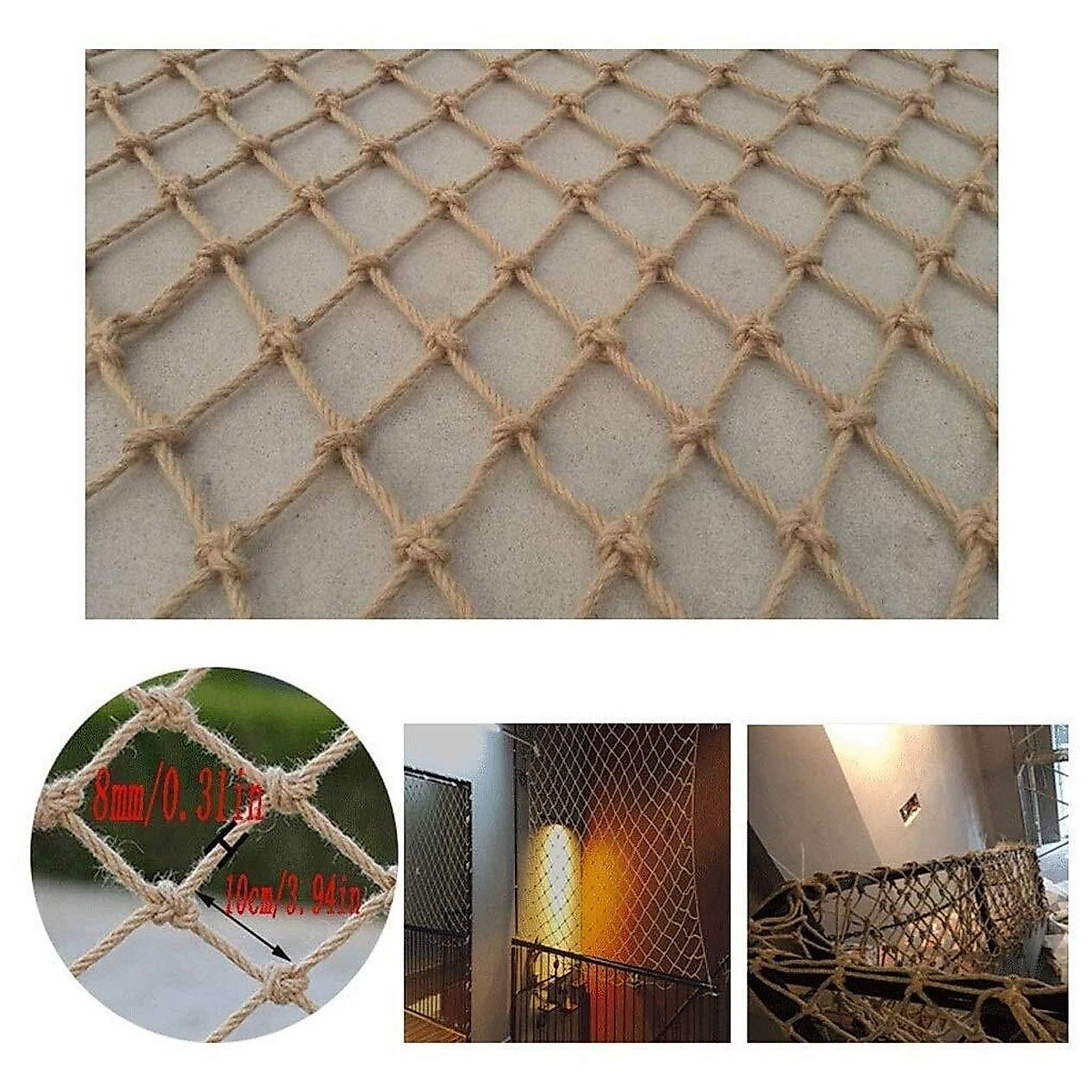 Retro Hemp Rope Decorative Net, Children's Safety Net, Sturdy Mesh Cloth Woven Material, Bar Restaurant Photo Wall Garden Playground Protective Rope Net, Climbing Net, Custom Size ( Size : 1*7m )