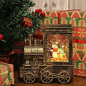 Wondise Lighted Christmas Snow Globes Musical Lantern with Timer, Battery Operated and USB Powered Spinning Water and Swirling Glitter Holiday Decoration