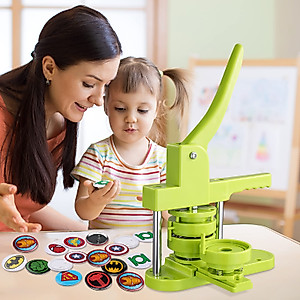 Button Maker Machine Multiple Sizes 1+1.25+2.25 inch, DIY Button Badge Maker Button Press Machine with 300Pcs Button Maker Supplies & Cutter & Keychains & Magic Book for Kids Button Maker Machine Gift