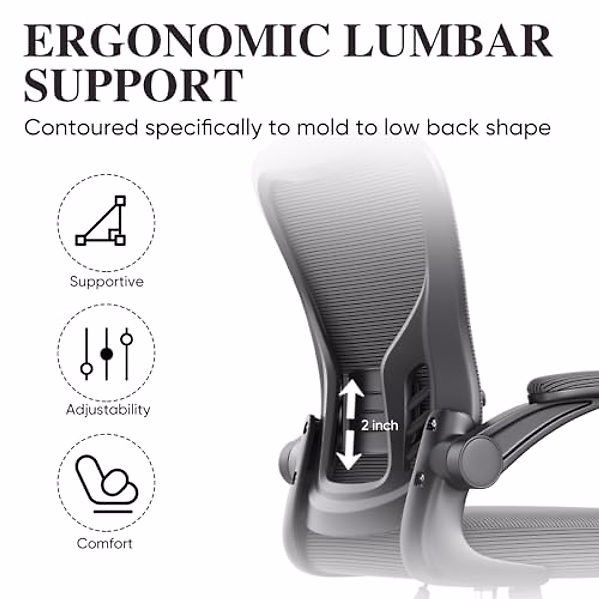 TJ HOMOFU Ergonomic Office Chair, Desk Chair，Home Office Swivel Task Chair with Adjustable Height, Lumbar Support and Backrest 90-120 Adjustable Computer Executive Desk Chair，Black