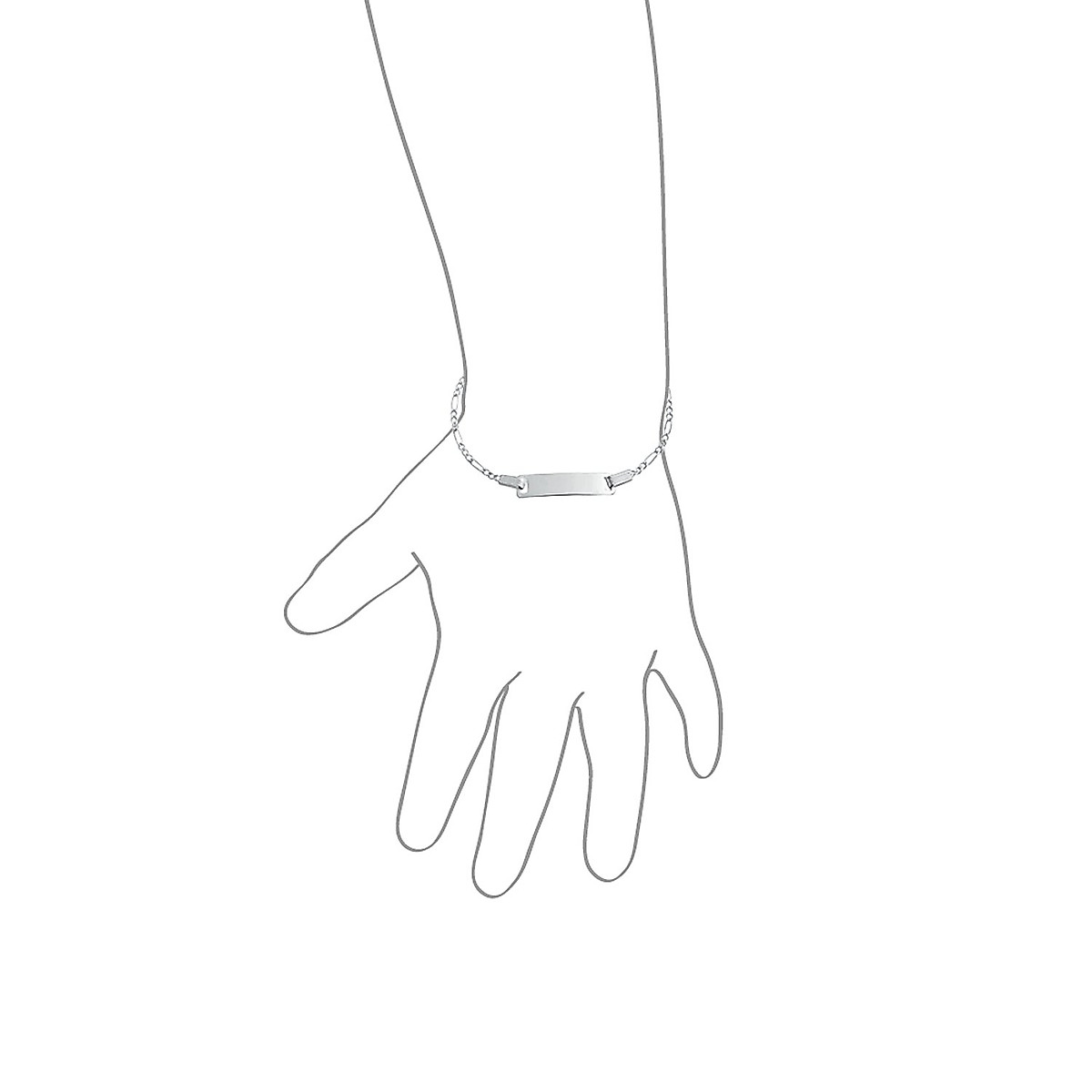 Thin Danity Identification ID Bracelet Figaro Personalized Name Plated Wrist 7 Inch For Women Teens .925 Sterling Silver Custom Engraved