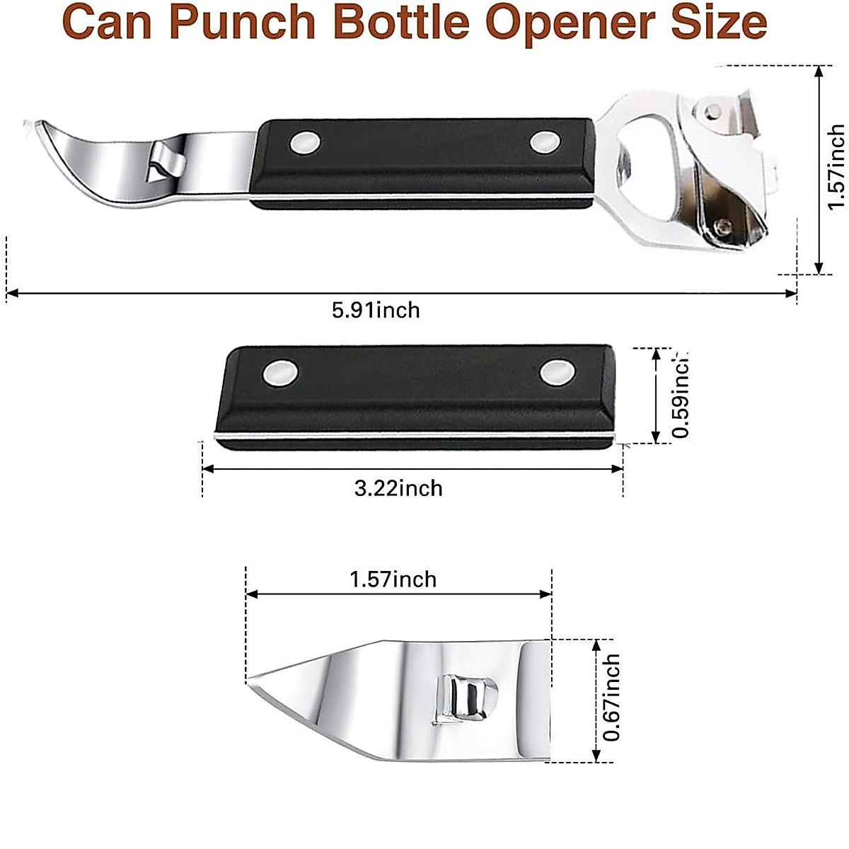 Bottle Opener, Multifunctional Stainless Steel Can Opener Jar Lid Gripper,Suitable for Camping and Traveling