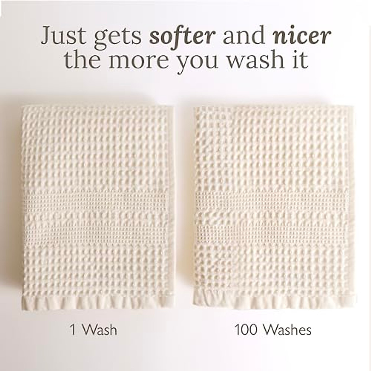 GILDEN TREE Waffle Towel Quick Dry Thin Exfoliating Washcloths for Face Body, Classic Style (White)