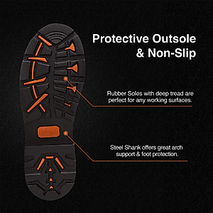 TIDEWE Rubber Work Boot for Men with Steel Toe & Shank, Waterproof Anti Slip Hunting Boot, 6mm Neoprene Hunting Boot, Sturdy Brown Rubber Boot for Manufacturing, Construction, Farming, Size 11