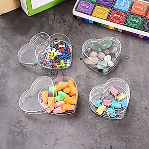 Dayaanee Clear Acrylic Plastic Heart-shaped Acrylic Box with Lid 2 Pack Small 3.3x2.9x1.6Inch/85X75X40mm Storage Boxes Cube Organizer Containers for Candy Pill and Tiny Jewelry
