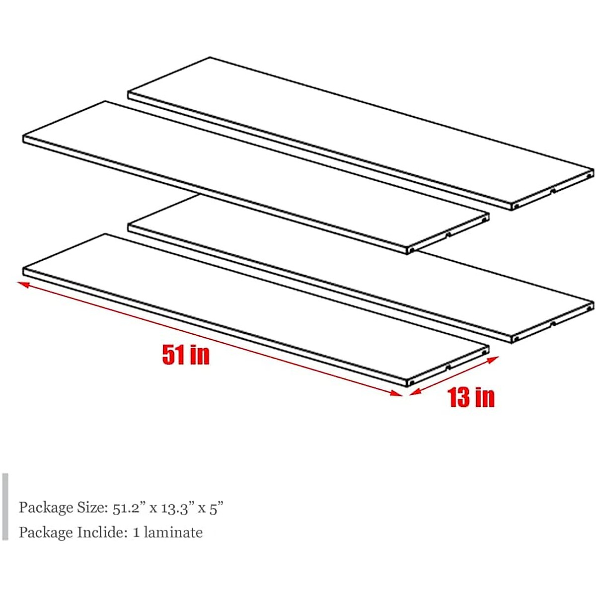 ADDOK 1 Piece Metal Laminate Shelf Easy Installed, Durable Shelving Board for Storage Shed Unit (51”x13”x1”)