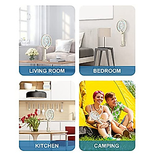 AICase 2 in 1 Foldable Portable Bug Zapper Racket,Rechargeable Fly Swatter with Trap Light,Compact Electric Zapper Indoor and Outdoor Use for Bedroom/Kitchen/Backyard/Porch…