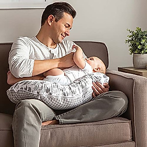 Boppy Premium Original Support Nursing Pillow Cover, Gray Elephants Plaid, Quick-dry, Coordinating Prints, Fits Boppy Original Nursing Supports for Breastfeeding and Bottle, One Cover Only