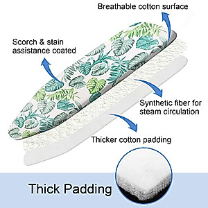 Ironing Board Cover and Pad 15x54 Inch, Iron Board Cover with Padding, Iron Board Cover Large Fits All Standard Sizes, Silicone Coating, Scorch Resistant, Extra Thick Covers with Elastic Edge