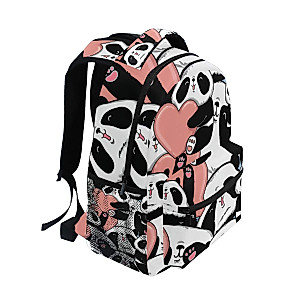 Valentine Day Animal Panda Heart School Backpack Casual Shoulder Bag College Bookbag Travel Hiking Daypack