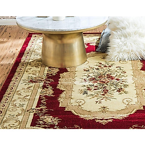 Unique Loom Versailles Collection Traditional Classic Floral Motif Area Rug (7' 0 x 10' 0 Rectangular, Burgundy/ Ivory)