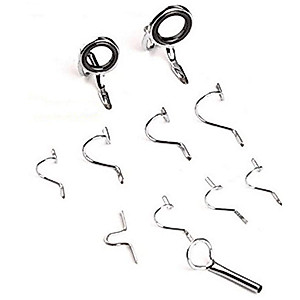Fly Rod Guide Set Fishing Tip Repair Kit 9FT 4-6WTHard Snake Guide Tip Hook DIY Eye Rings Different Size (A)