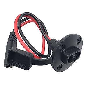 FainWan 2pcs SAE Power Socket Sidewall Port, Weatherproof SAE Quick Connect Solar Panel Mount Universal Flush-Mountable Connector, 12AWG SAE Cable with 8 Screws for Solar Generator Battery Charger