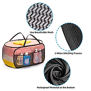 TENRAI Strong Mesh Horizontal Pop Up Laundry Hamper, Easy to Carry Up and Down Stairs. Extra Large Opening Laundry Basket, Easy to Put Clothes in. Use Waterproof and Dustproof Cloth at The Bottom.