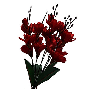 FIVETREES Artificial Magnolia Flower 2pcs Bridal Wedding Bouquet Cloth Plastic Fake Wedding Flower Bouquet for Wedding Party Home Office Garden Bridal Hydrangea Decor Anniversary Pool Party (Red)