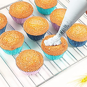 Caperci Aqua Sky Foil Cupcake Liners Standard Size Baking Cups Muffin Wrappers, 150-Pack