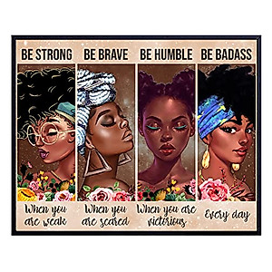 Be Strong Be Brave Be Badass Poster - African American Women - African American Woman - Black Women - African American Wall Art - Black Wall Art - Motivational Wall Decor - Encouragement Gifts