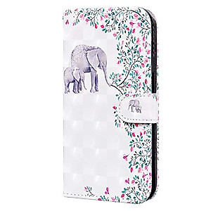 EMAXELER Xiaomi Redmi Note 9 Case 3D Print Full Stylish PU Leather Shockproof Flip Wallet Bookstyle Magnetic Case with Kickstand Credit Cards Slot for Xiaomi Redmi Note 9 CT 3D: Flower Elephant