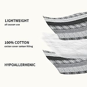 Homzard King Size Quilt,Black and White Striped Quilt King Size Bedding Set,Grey King Quilt Bedding Set,Farmhouse Lightweight Quilt Set for King Size Bed,100% Cotton Quilt Bedding All Season