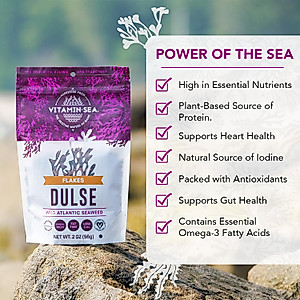 VITAMINSEA Dulse Dried Seaweed | Wild North Atlantic Seaweed for Snacking, Seasoning, Soups & Salads | Rich in Vitamins, Minerals & Antioxidants Perfect for Thyroid Support | Flakes (4 OZ)