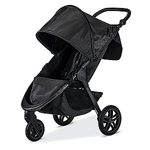Britax B-Free Stroller, Midnight - All Terrain Tires, Adjustable Handlebar, One Hand Fold, Large UV50 Canopy